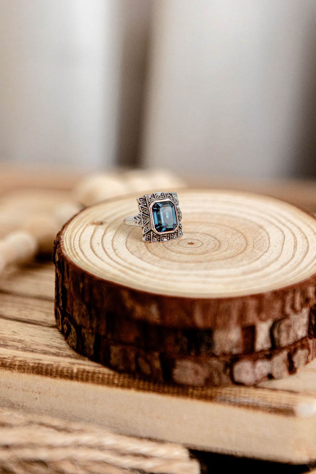 Marcasite Blue Glass Ring – True Story Antiques